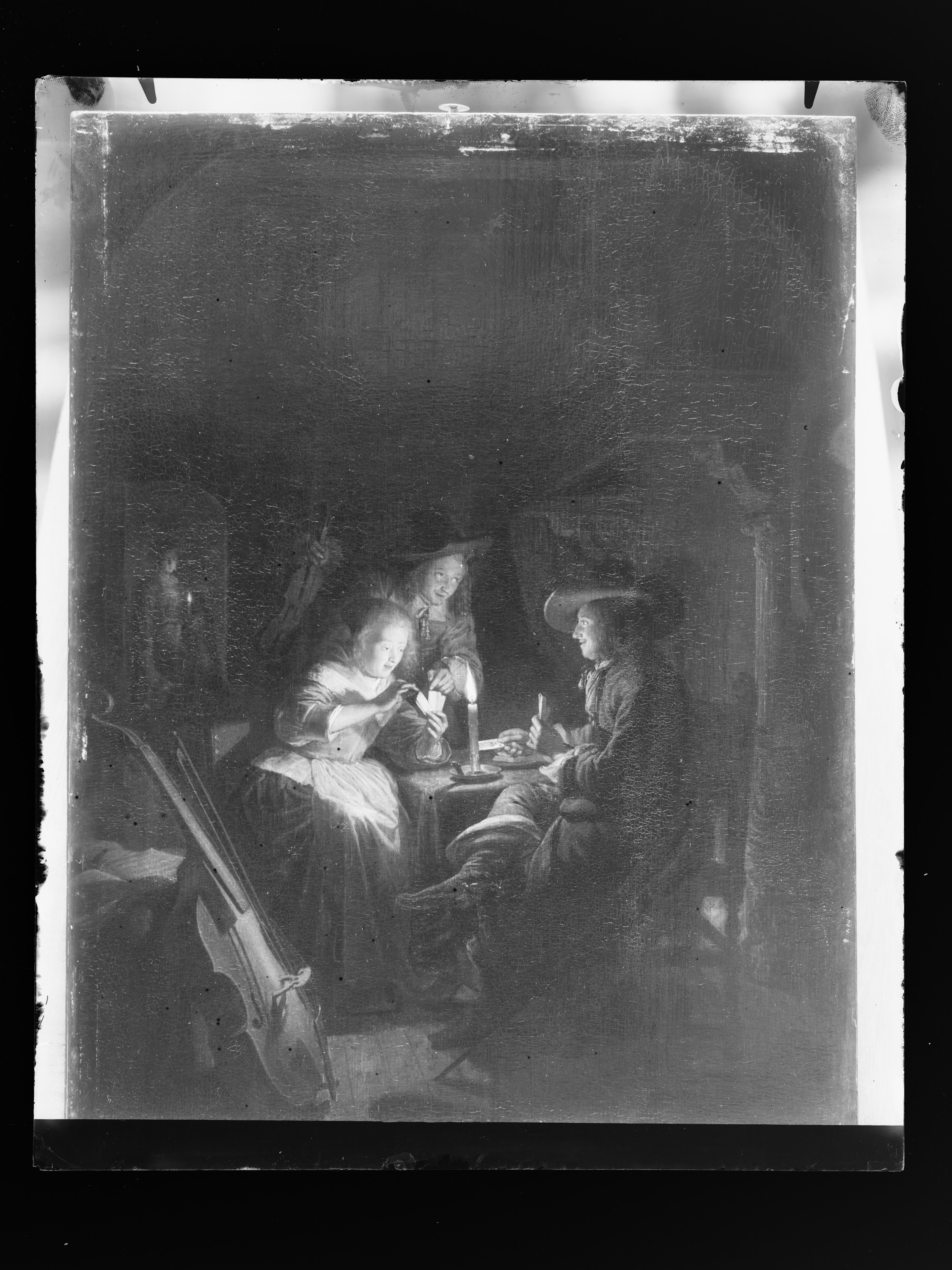 Wolfrum glass plate - Gerrit (Gerard) Dou, Card-Players by Candlelight ...