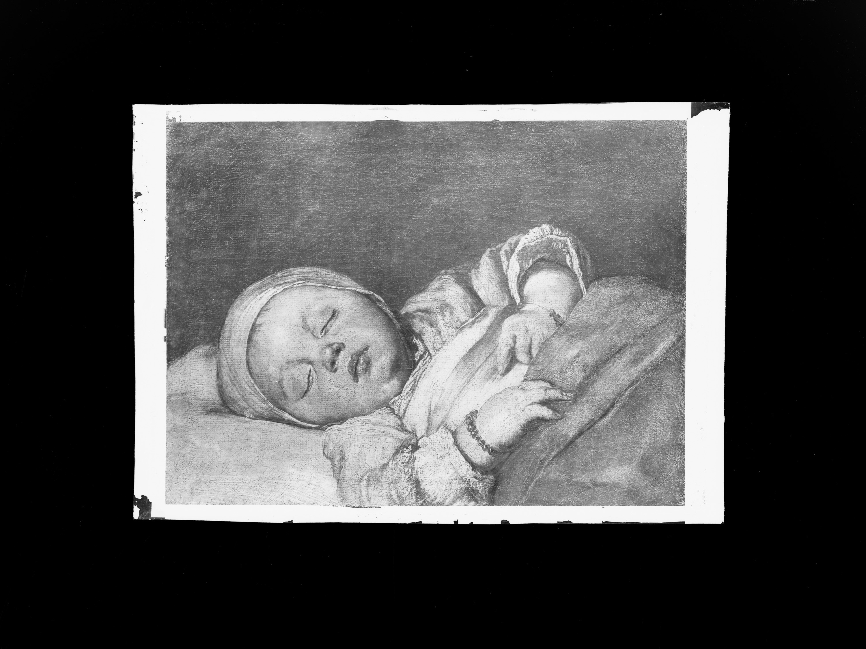 Wolfrum glass plate - Bernardo Strozzi, Sleeping Child, Inv.-no. 567