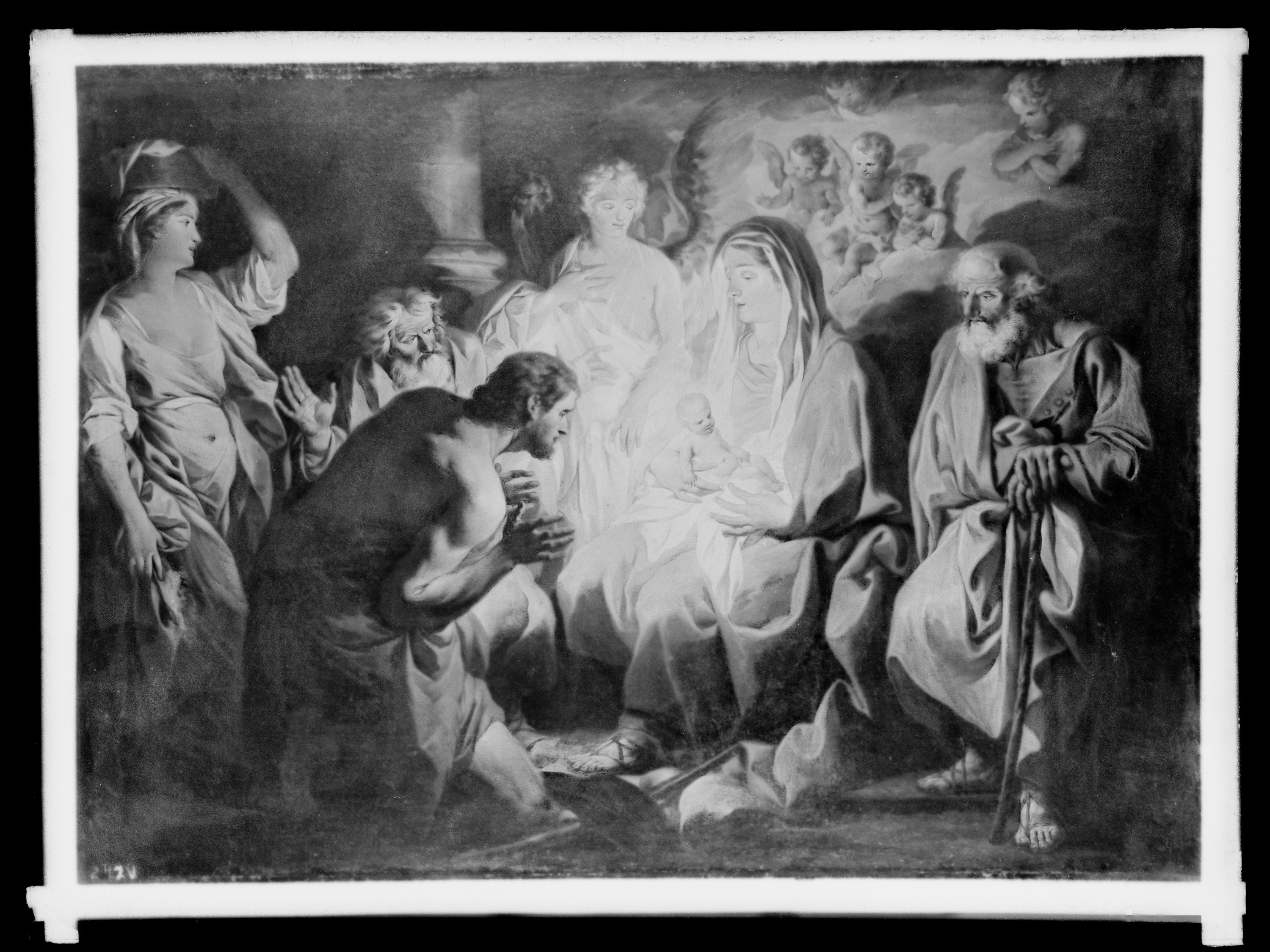 Wolfrum glass plate - Pierre Subleyras, Adoration of the Shepherds, inv ...
