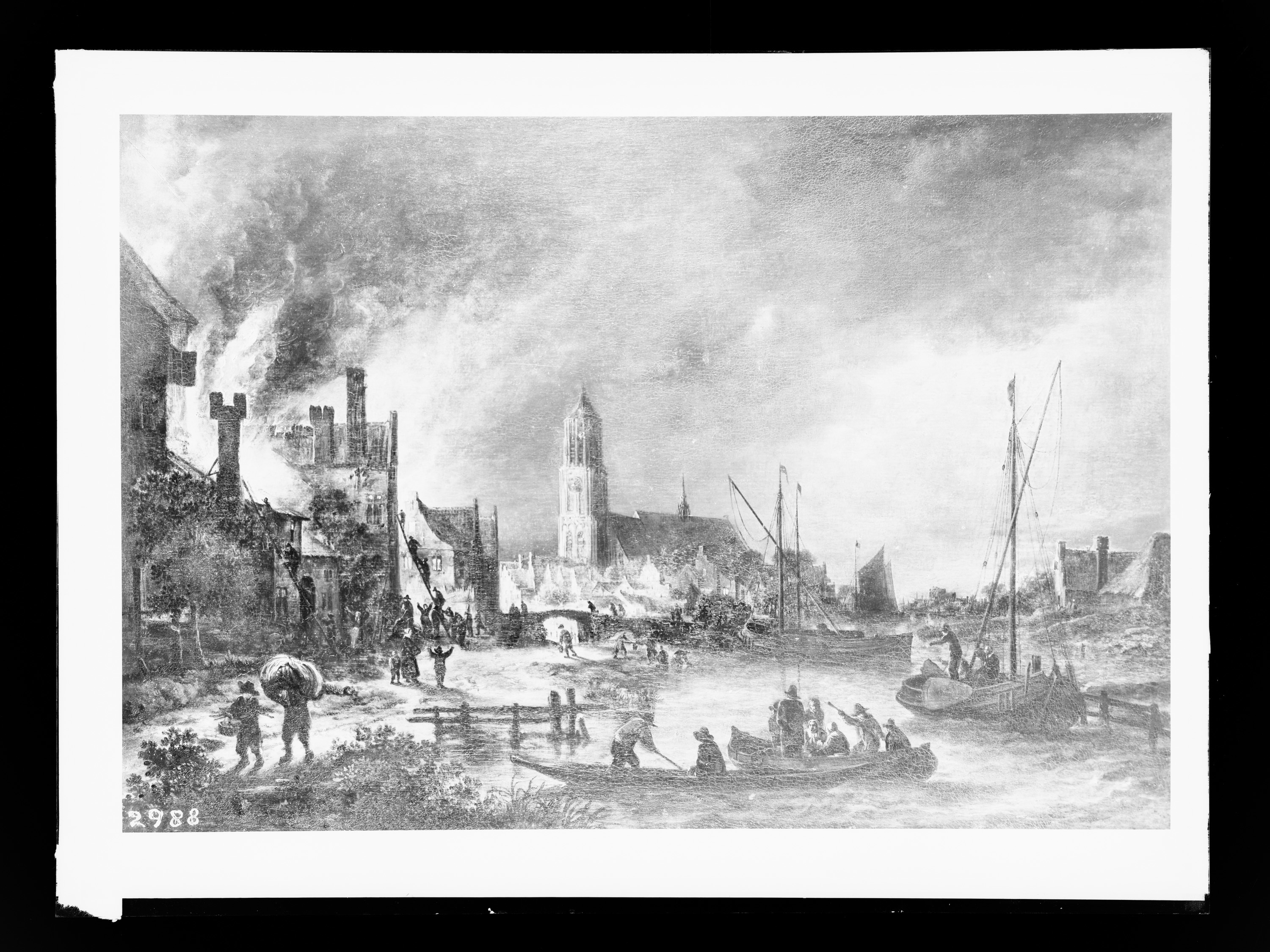 Wolfrum Glasplattennegativ - Aert van der Neer, Brennende Stadt bei ...