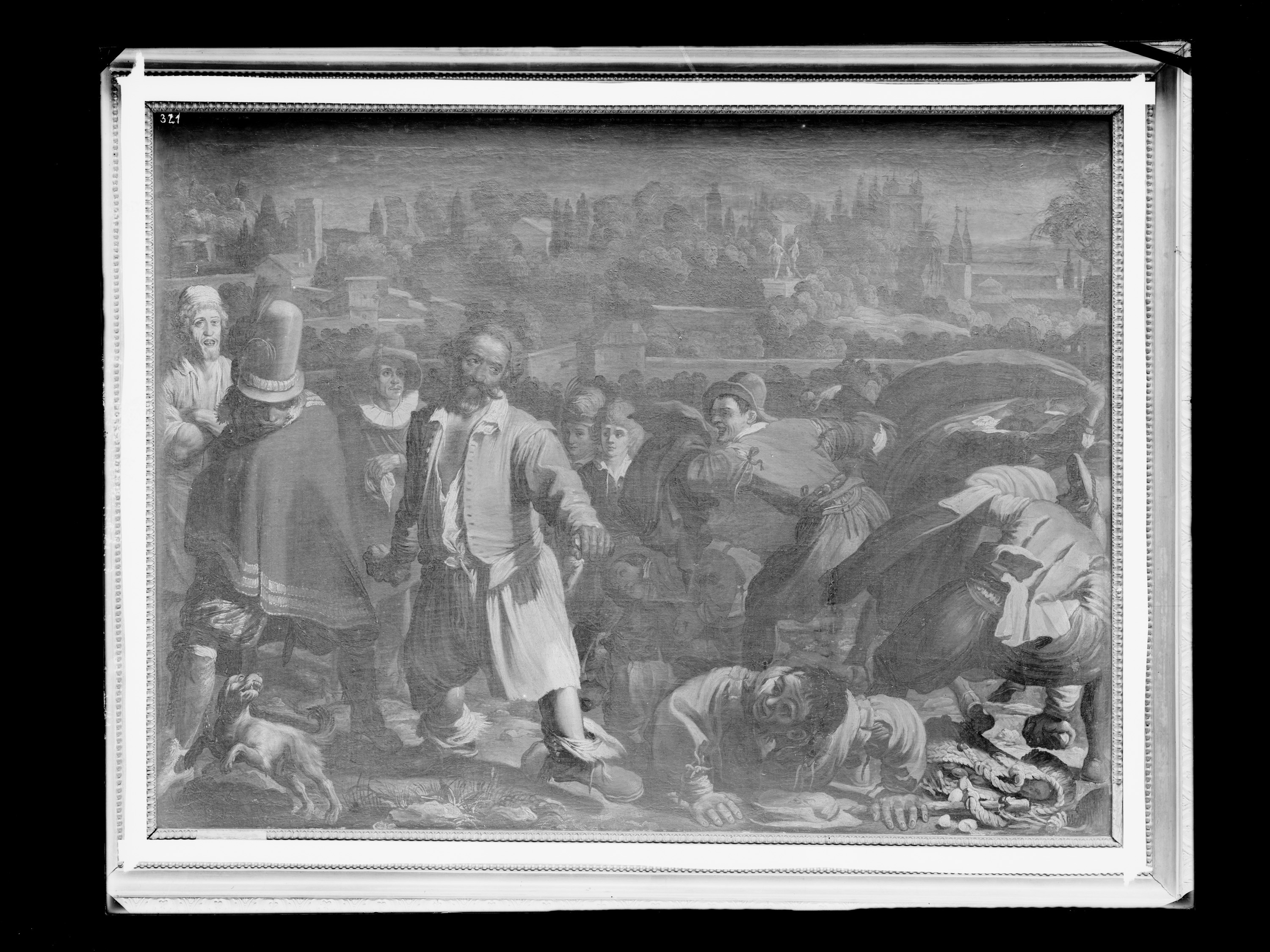 Wolfrum glass plate - Francesco Villamena, The Brawl, Inv.-no. 568
